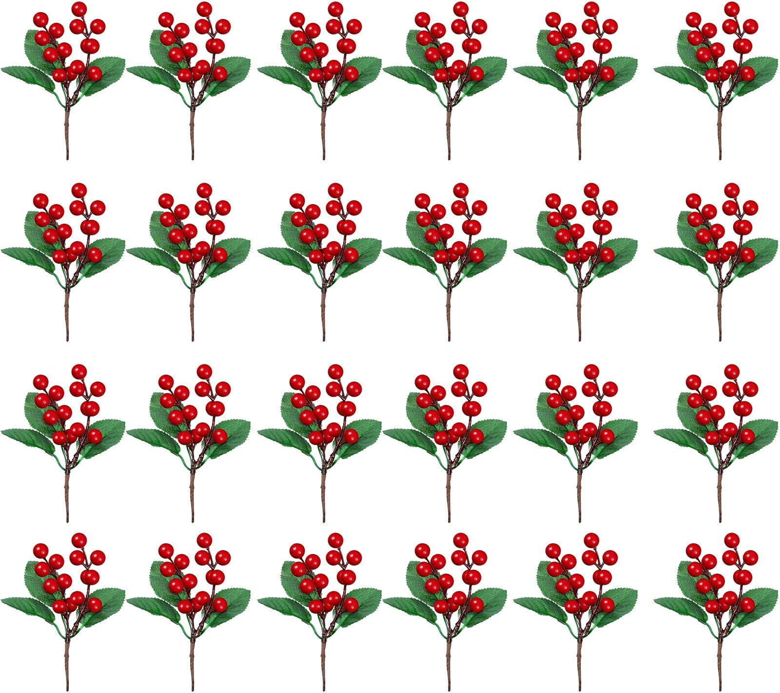 Amazon.com: 48 Pieces Artificial Holly Berries with Green Leaves Gold ...