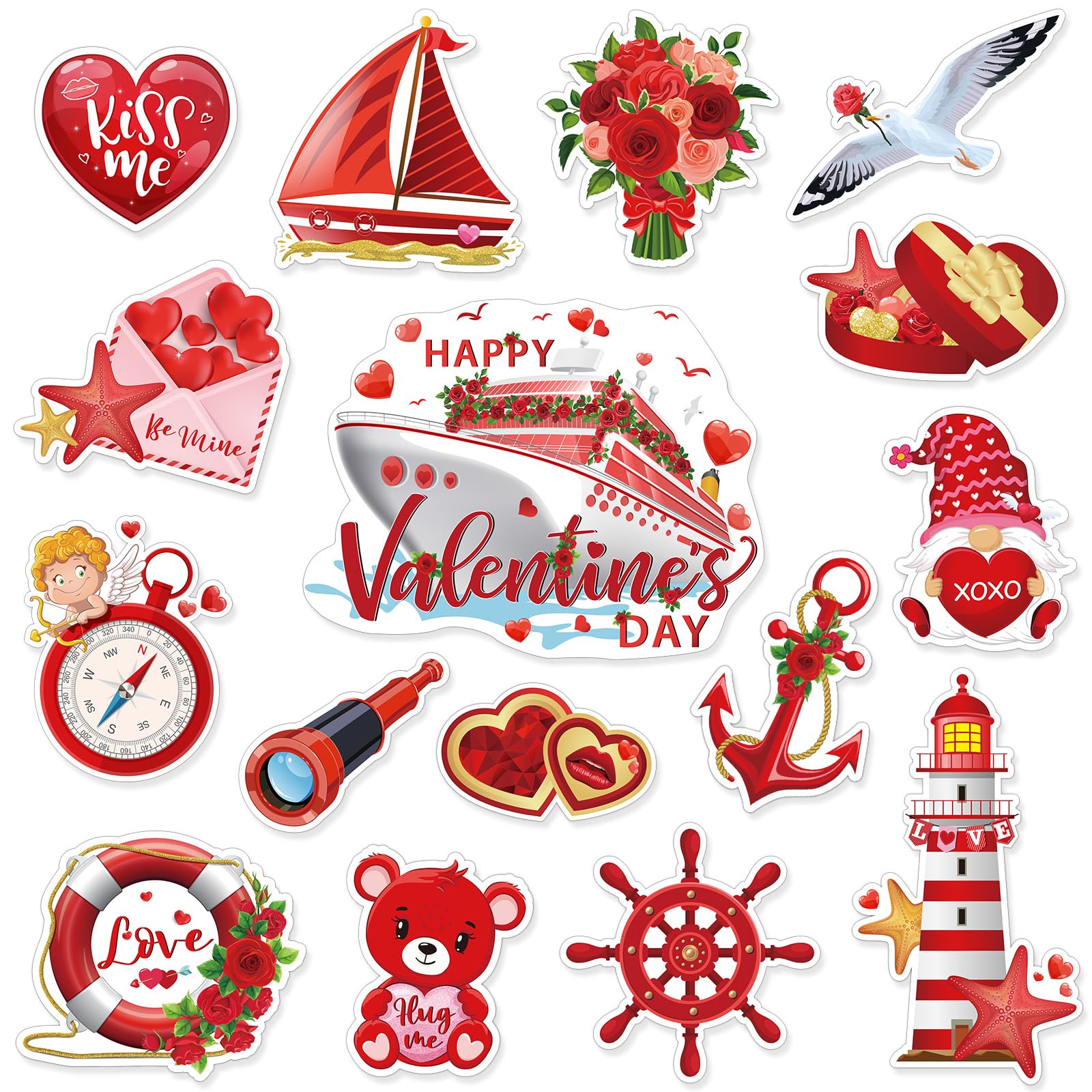 Amazon.com: Capoda 16 Pieces Valentine's Day Cruise Door Magnets ...