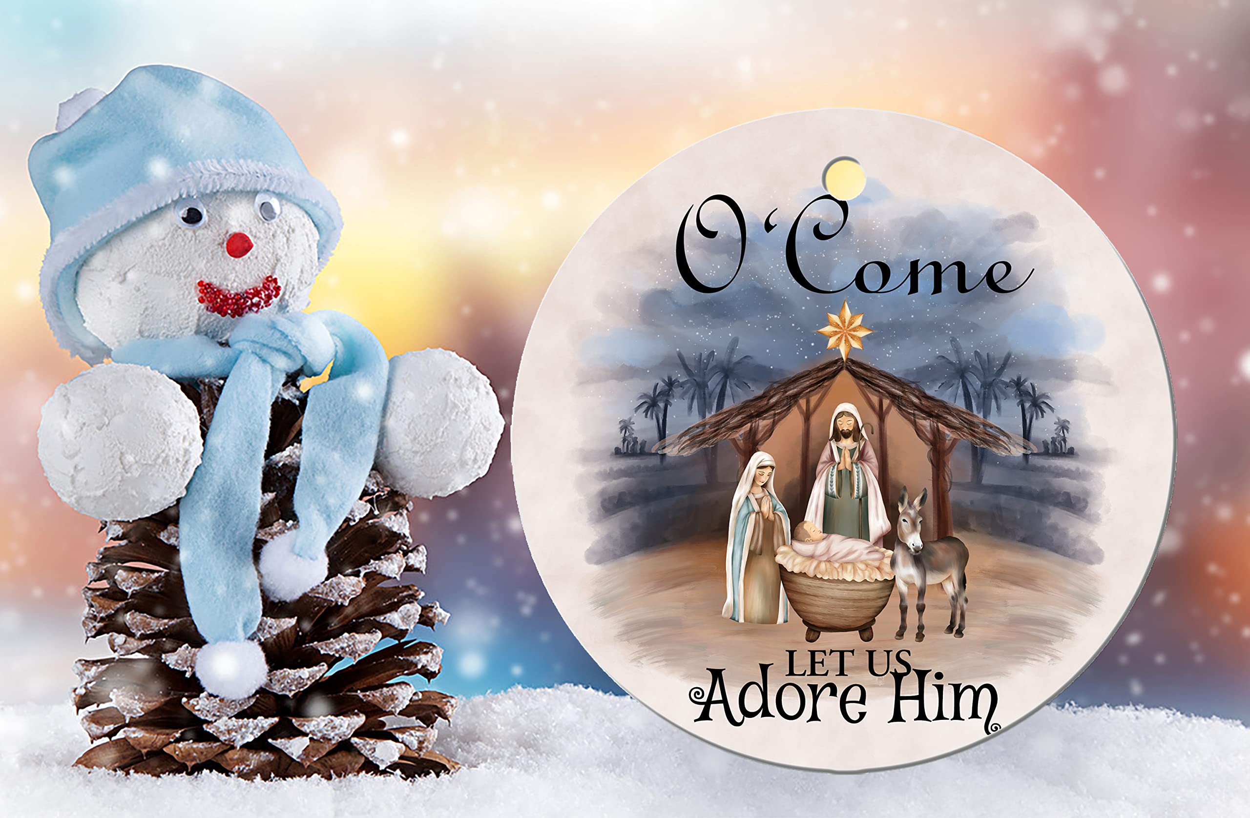 Snapklik.com : Godblessign Religious Christmas Ornaments O Come Let Us ...