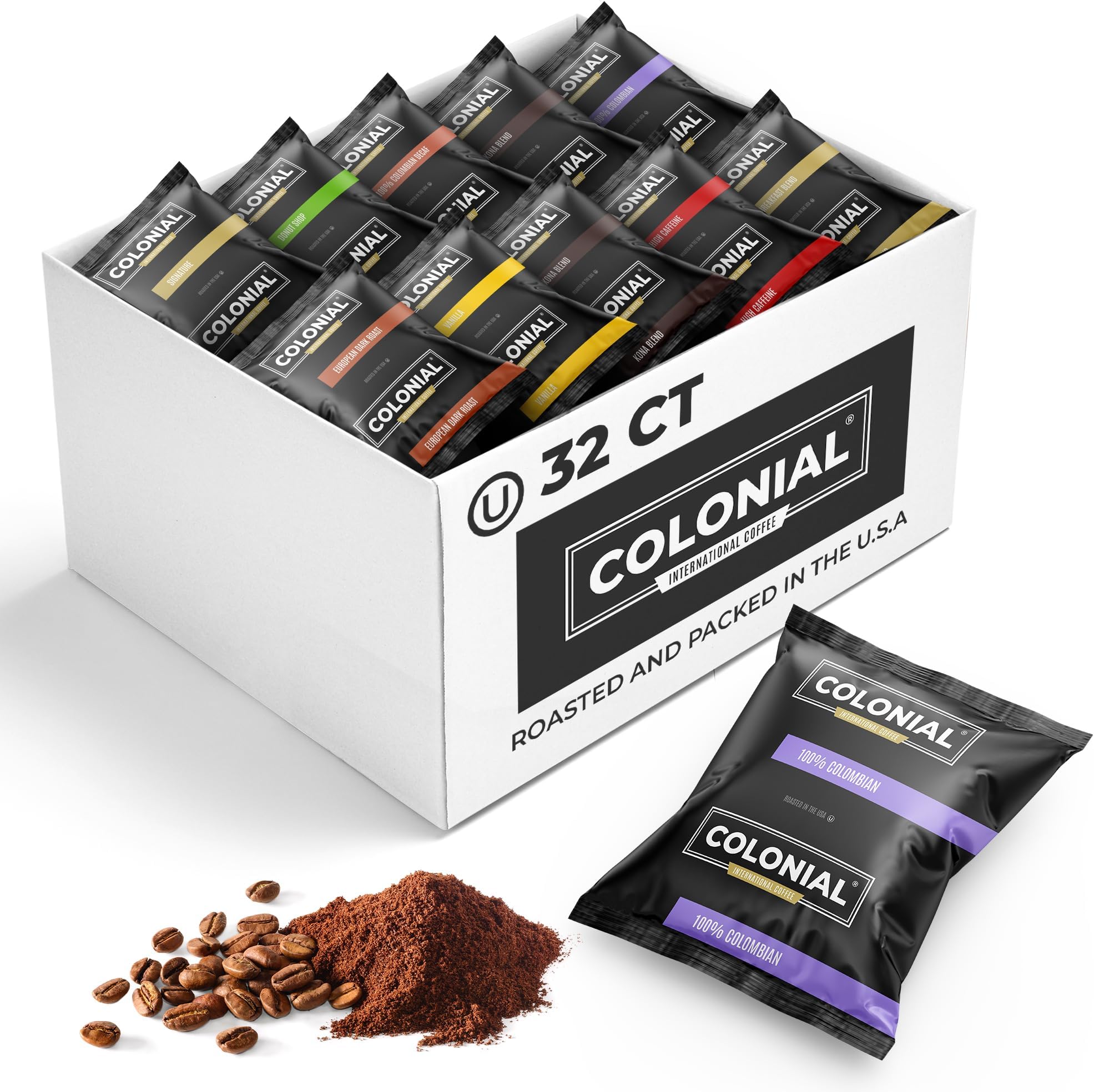 Amazon.com : Colonial Coffee Packets, Pre Ground Assorted Variety ...