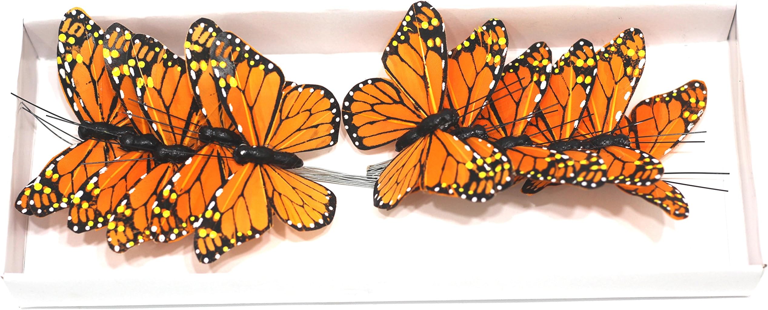 Amazon.com: Artificial Monarch Butterflies 4''. On Wire Stems. Packs of ...