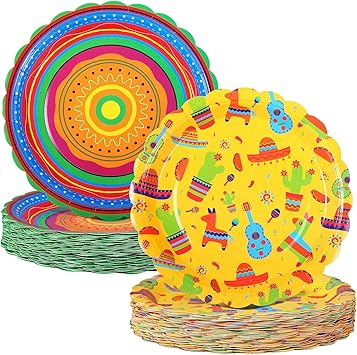 Amazon.com: FoldTier 100 Pack 9 Inch Mexican Paper Plates Fiesta Dinner ...