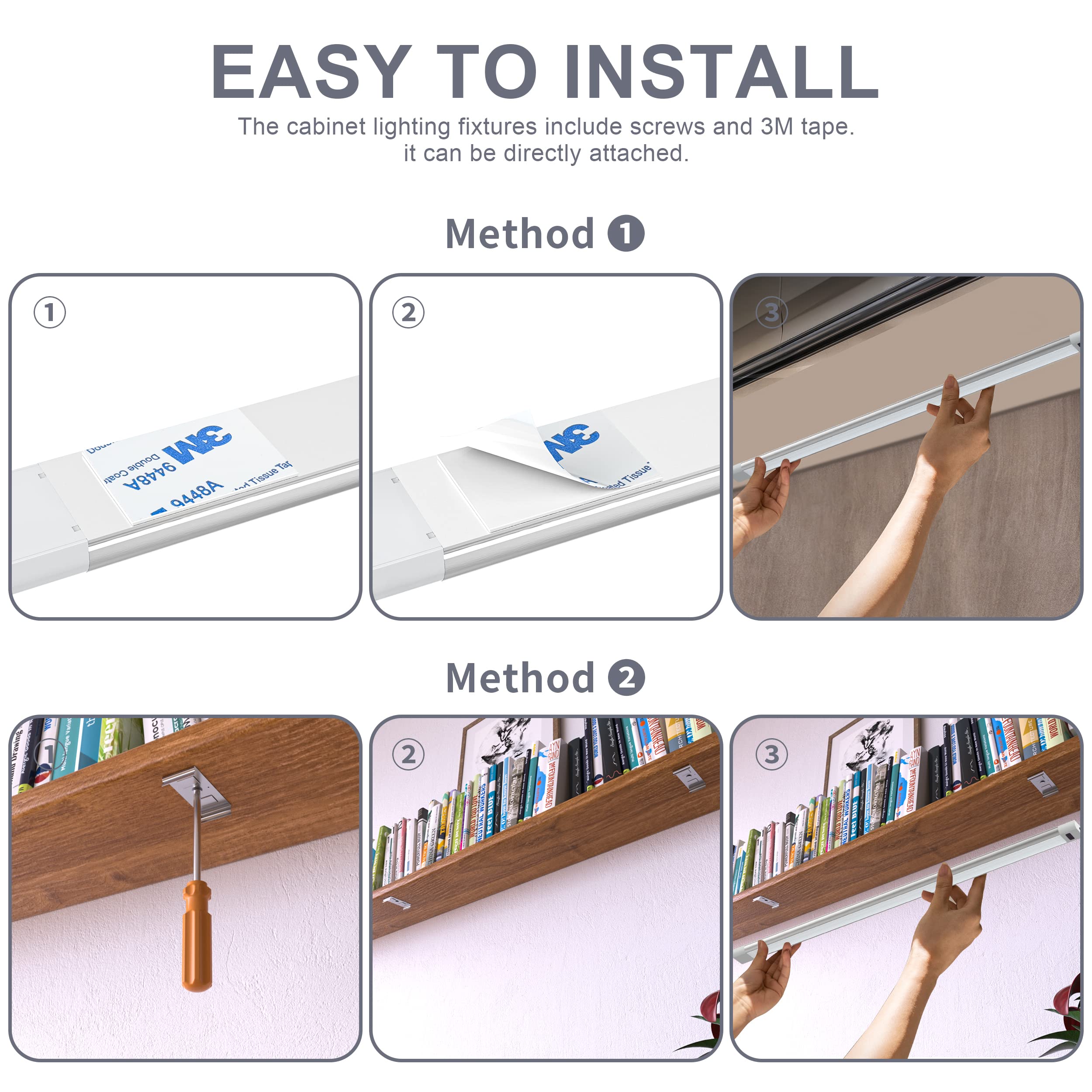 Hensam Hand Wave Activated Under Cabinet Light, Cool Warm White ...