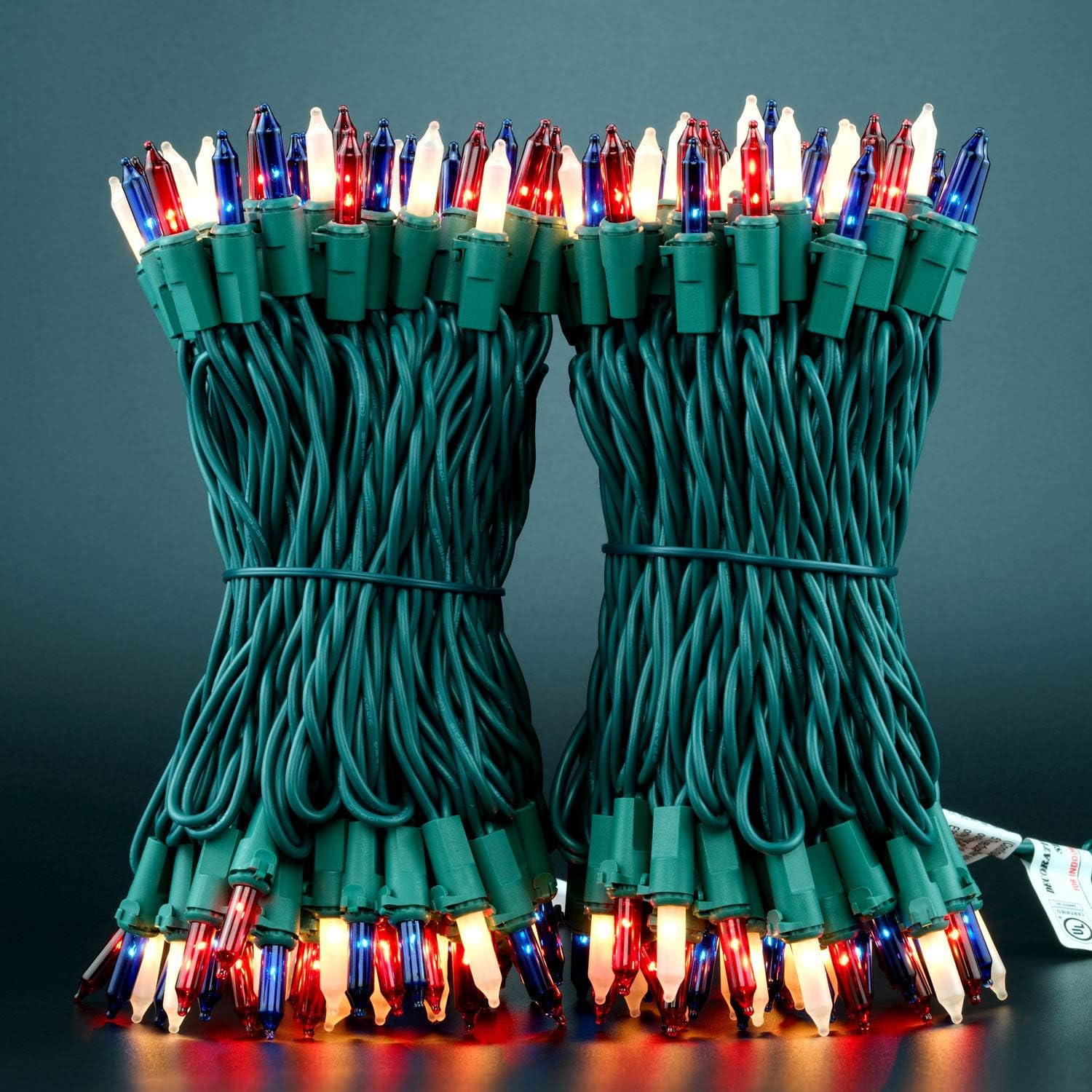 Luces de Navidad incandescentes en tira con cable en verde. – Yaxa Colombia