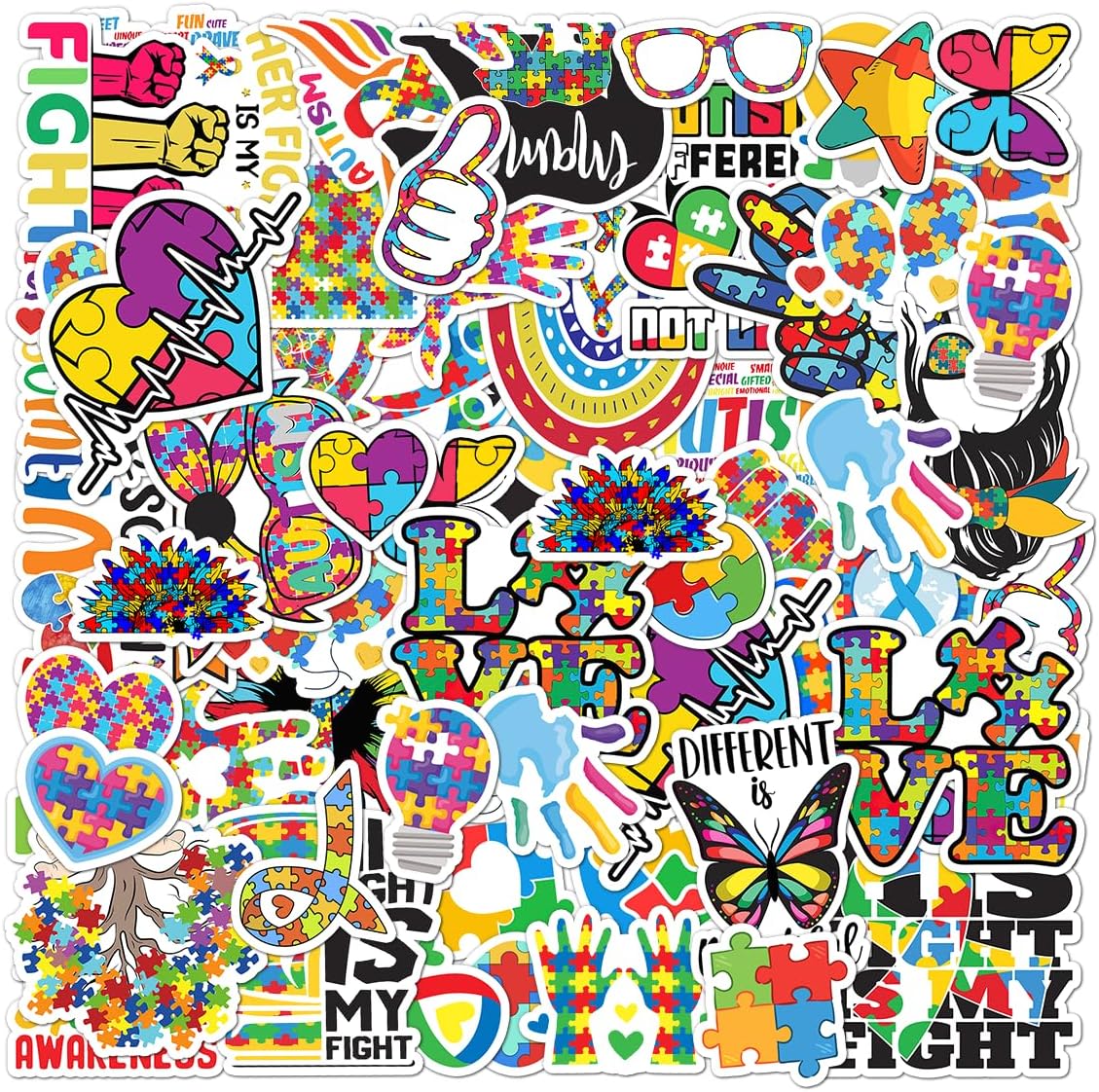 Amazon.com: Sabary 100 Pcs Autism Awareness Stickers Decals Autism ...