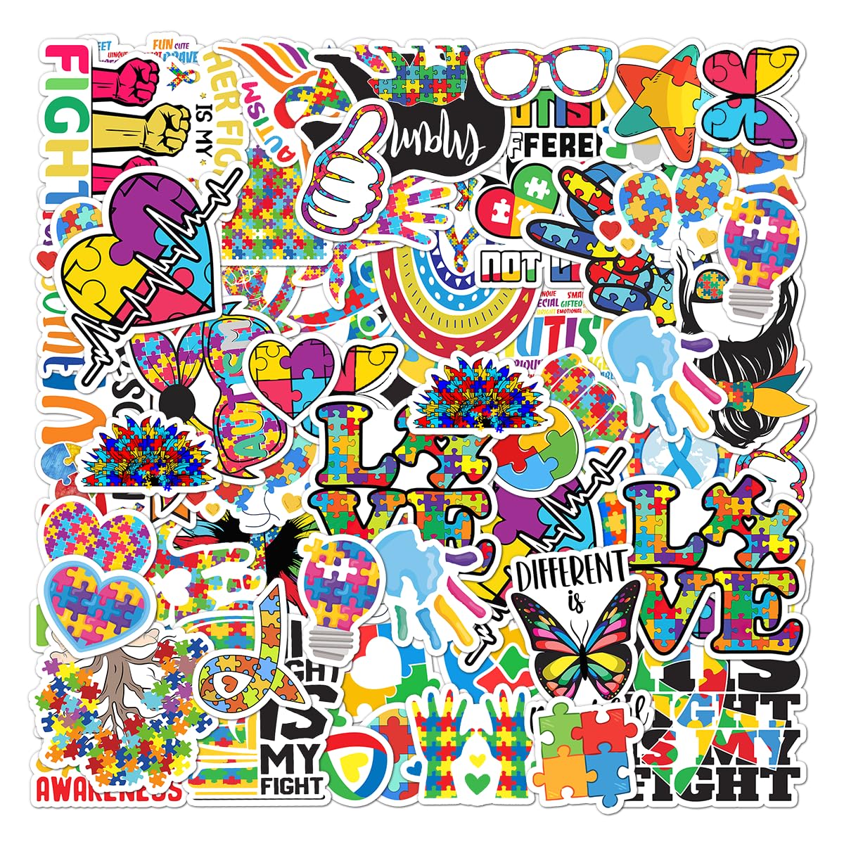 Amazon.com: 50 Pack Pcs Autism Awareness Stickers for Water Bottles ...