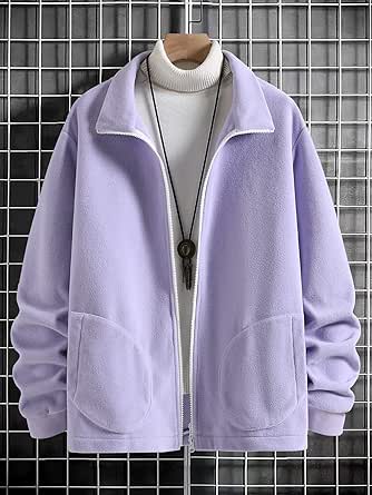 Amazon.com: Jackets for Men- Men Zip Up Teddy Coat (Color : Lilac ...