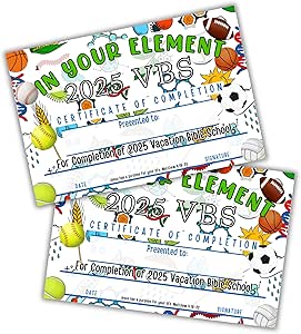 Amazon.com : 2025 VBS Certificate of Completion 50pk 6x9” Vacation Bible School Award ...