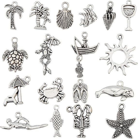 Amazon.com: SUNNYCLUE 1 Box 72Pcs 18 Styles Summer Charms Turtle Charm ...