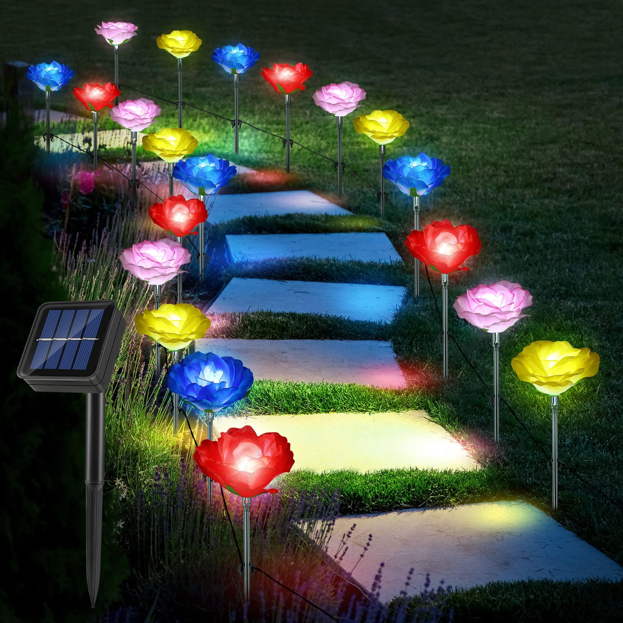 6Pcs Tulip Solar Garden Lights Tulips Solar Outdoor Lights Decorative ...