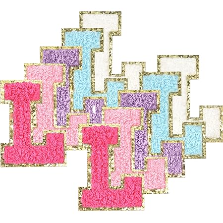 Amazon.com: 10Pcs Self Adhesive Chenille Letter Patches Iron on Varsity ...