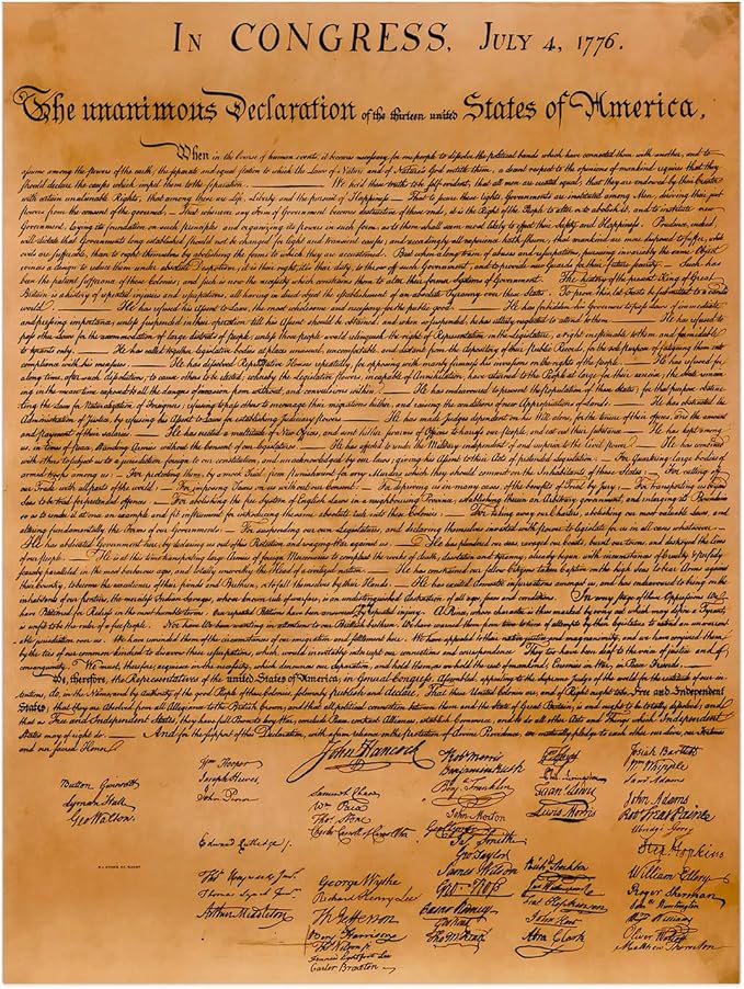 Amazon.com: The Declaration of Independence Poster,4th of July,USA ...