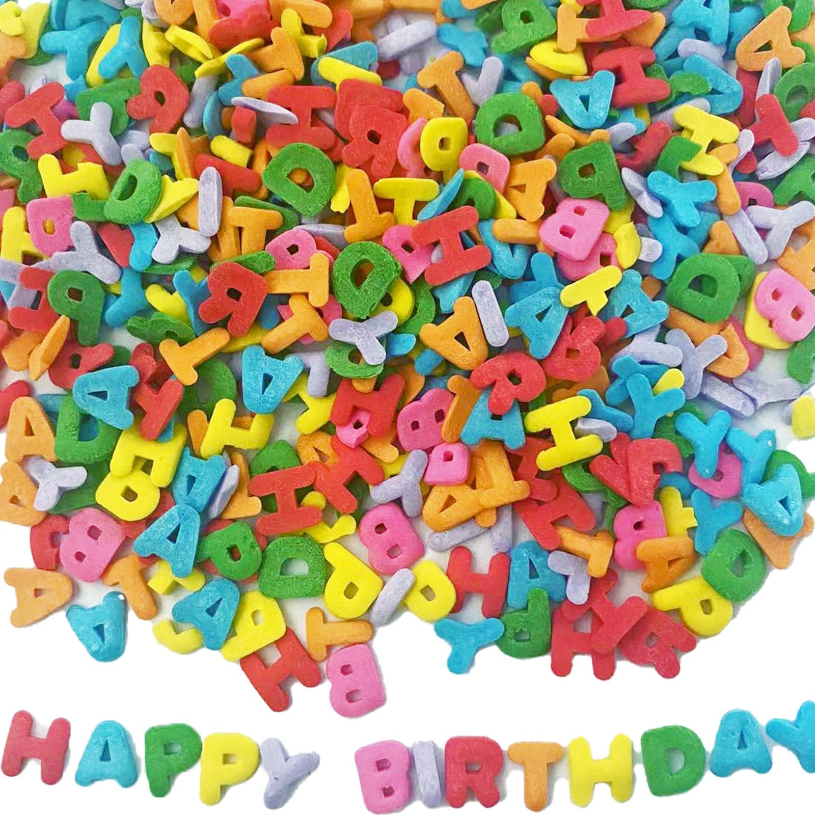 Amazon.com: Sentovac Happy Birthday Letters Sprinkles Edible for Cake ...