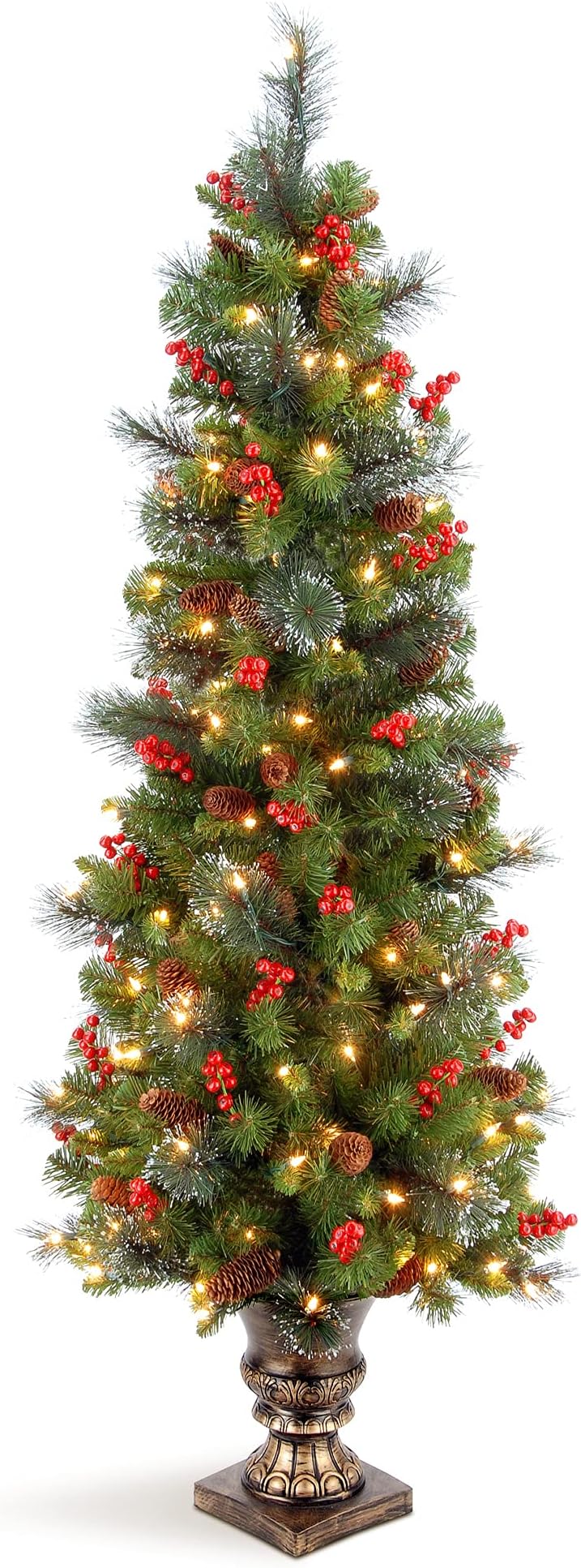 Amazon.com: Haute Decor 4.5 Ft. Frosted Ithica Pine Potted Christmas ...