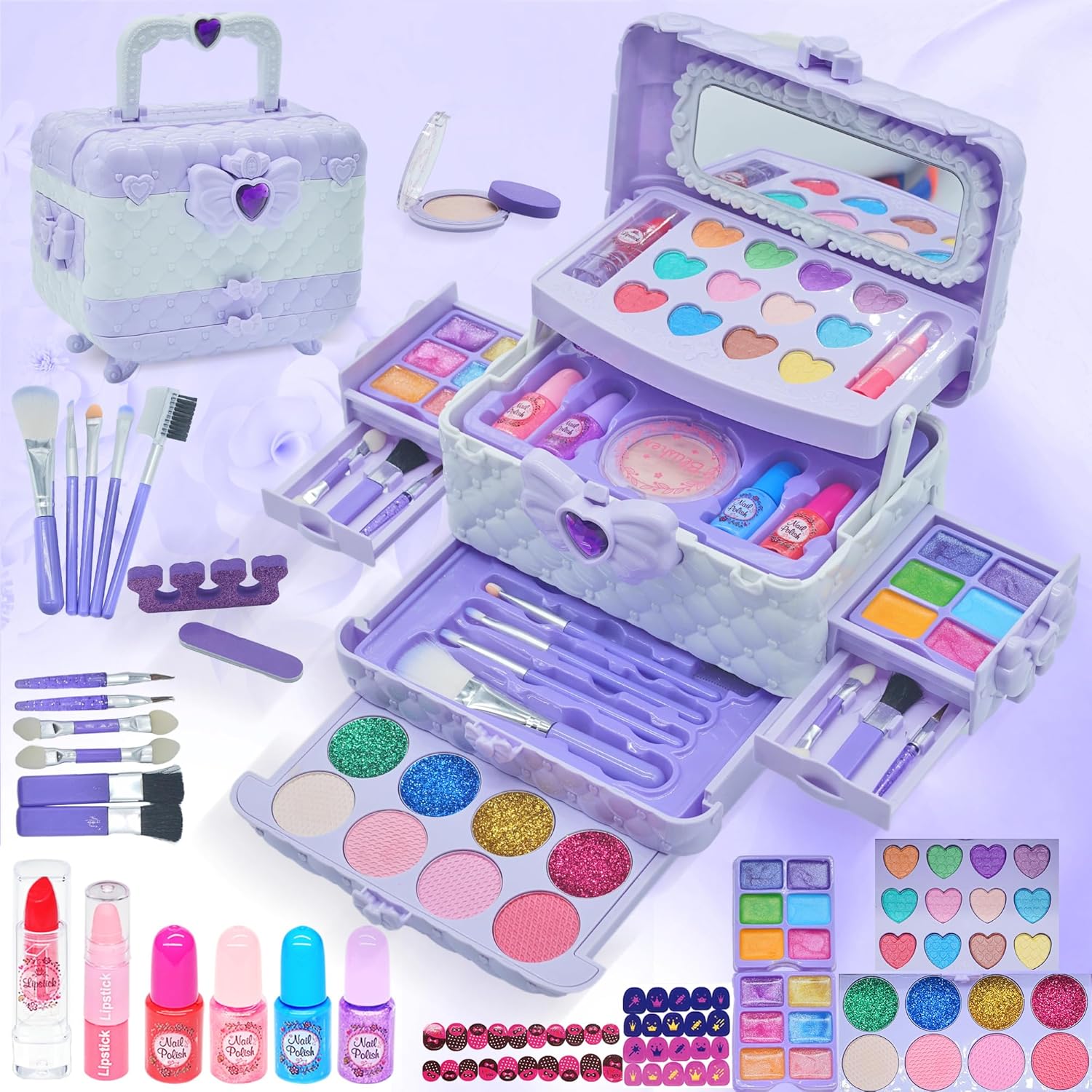 Amazon.com: Kids Makeup Kit for Girl - 57PCS Kids Toys Make Up Set,Non ...