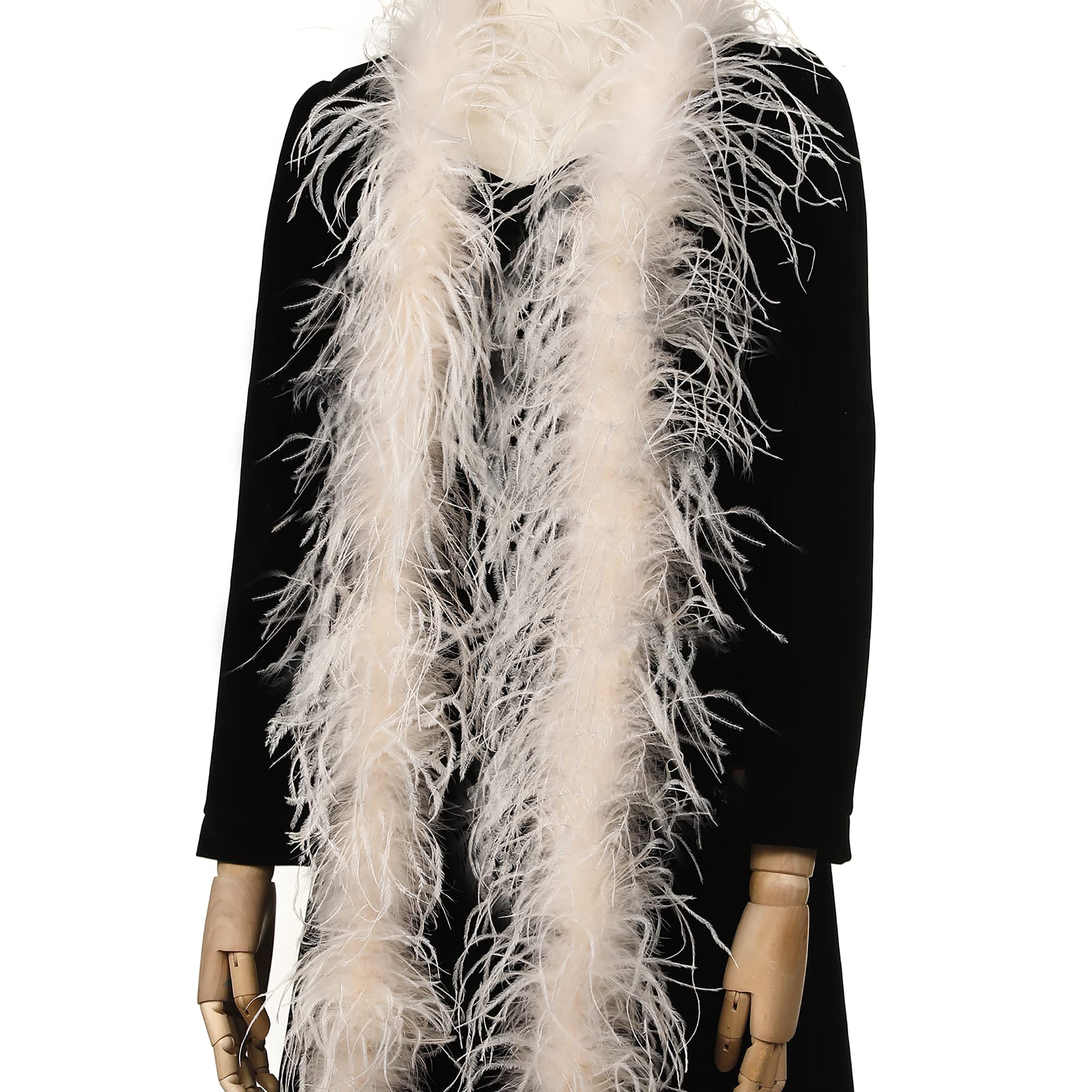 Amazon.com: Soarer Champagne Ostrich Feather Boa - 2Yards 1Ply Long ...
