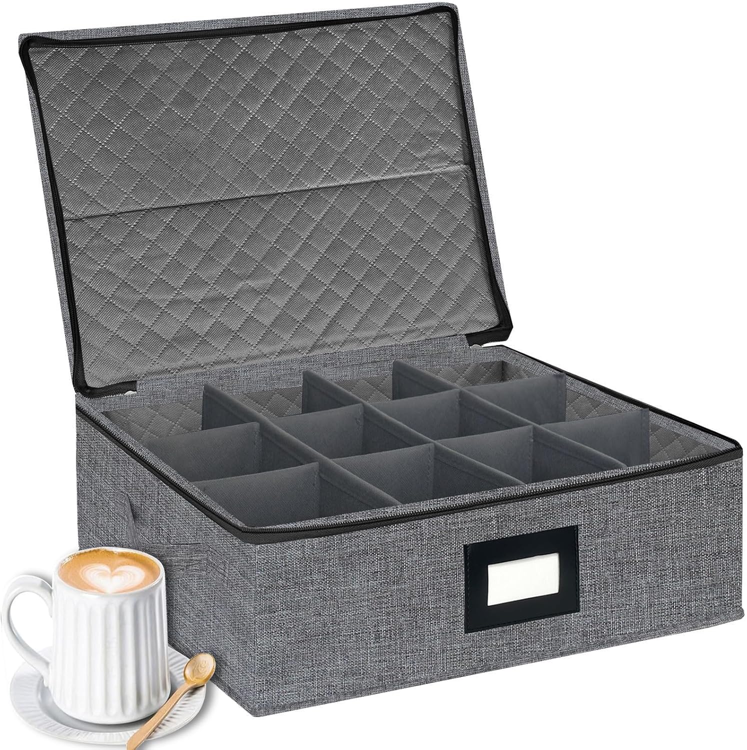 Amazon.com: homyfort Mug Coffee Storage Box with Dividers - Stackable ...