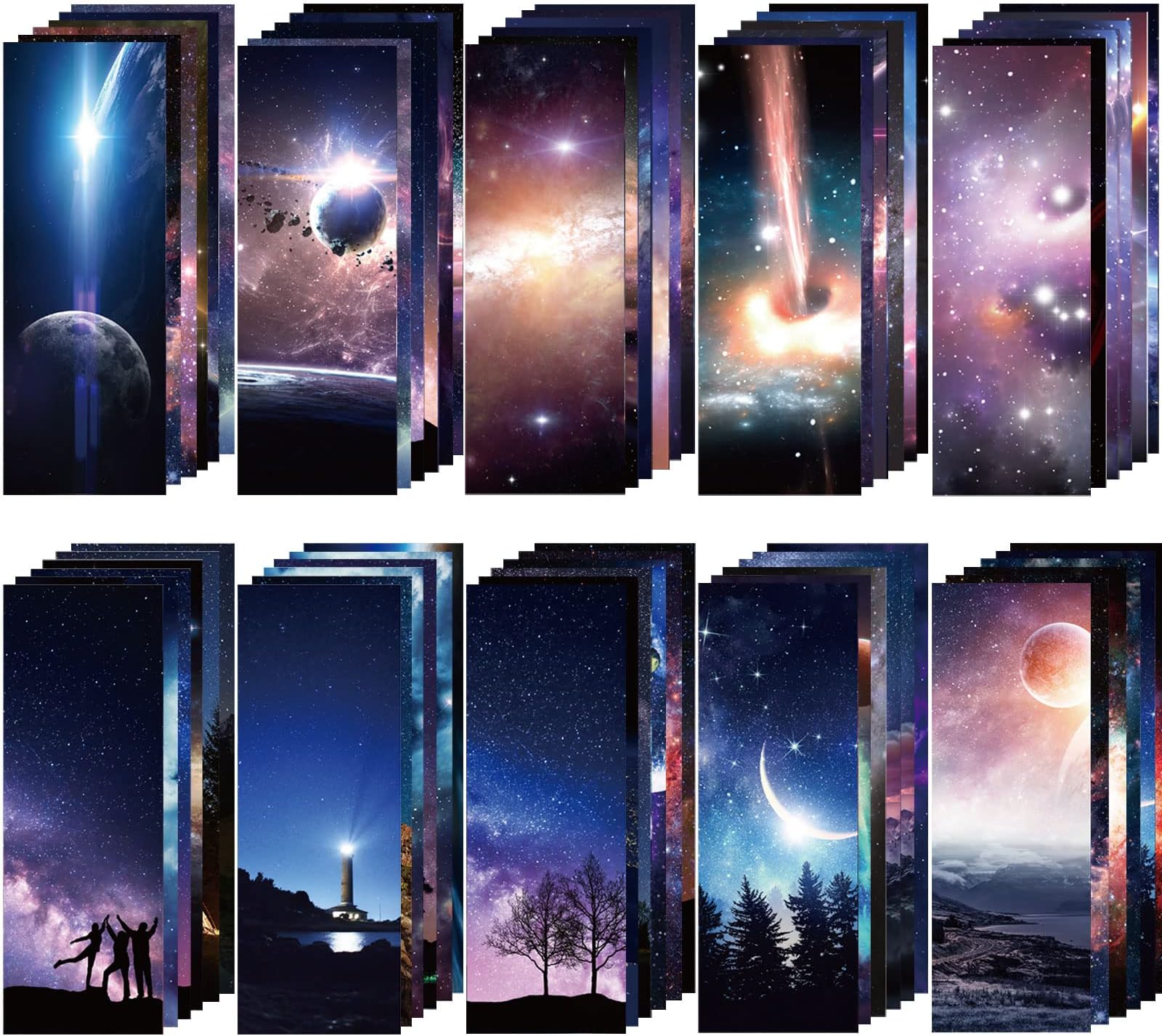 Amazon.com: Chinco 120 Pieces Cool Space Galaxy Bookmarks Set for Kids ...