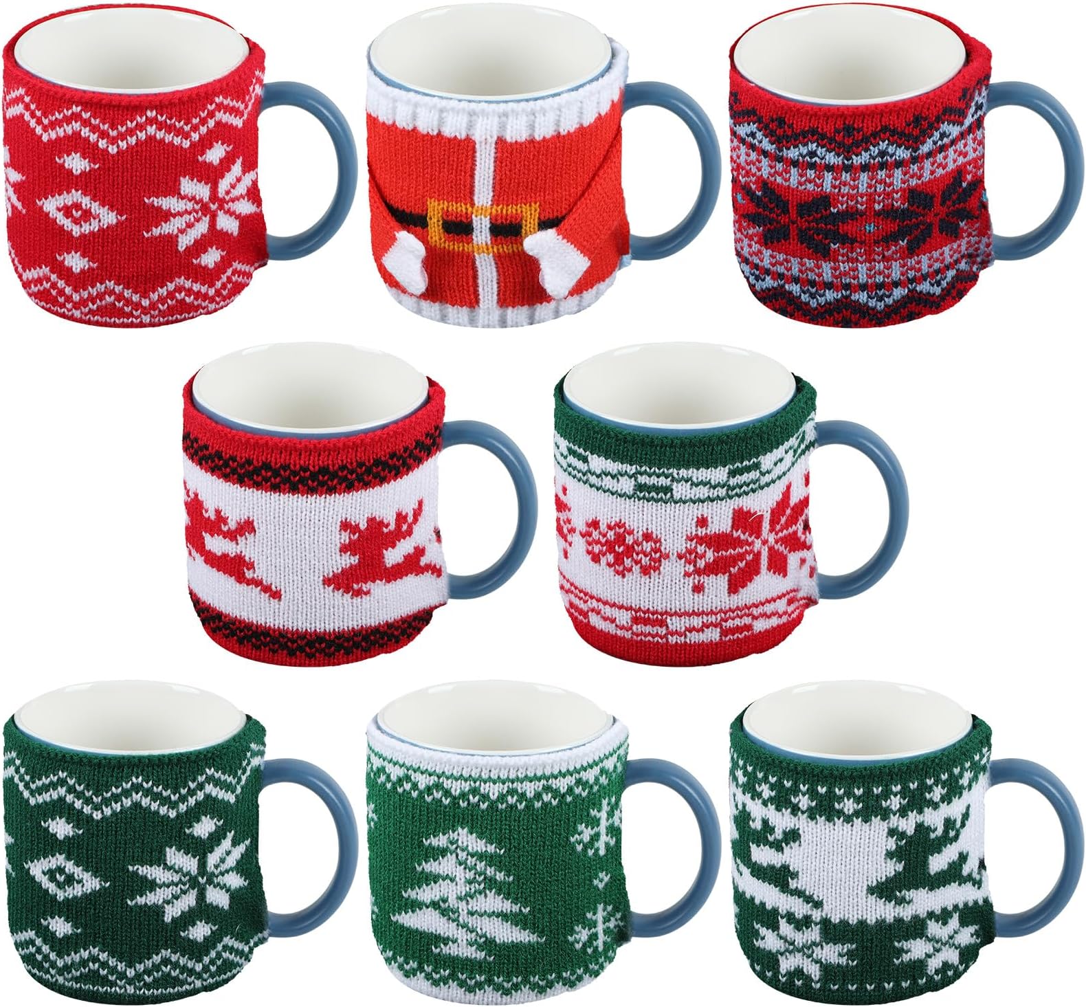 Amazon.com: 8 Pcs Coffee Mug Sweater Cozy Sleeve Reusable Knitted ...