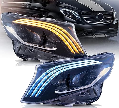 NEEVEEY LED Projector Headlights Assembly Pair For Mercedes- Benz ...