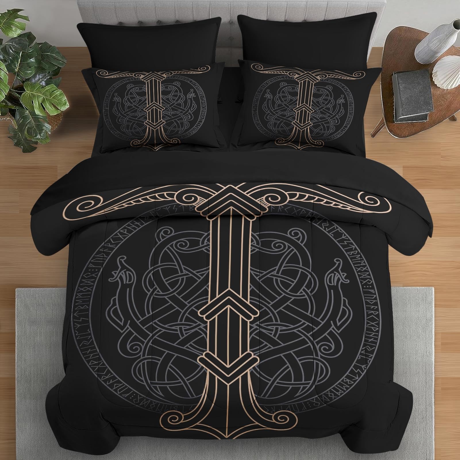 Amazon.com: Pamnest Comforter Set King Size, Tree Viking Norse 7 Pcs ...