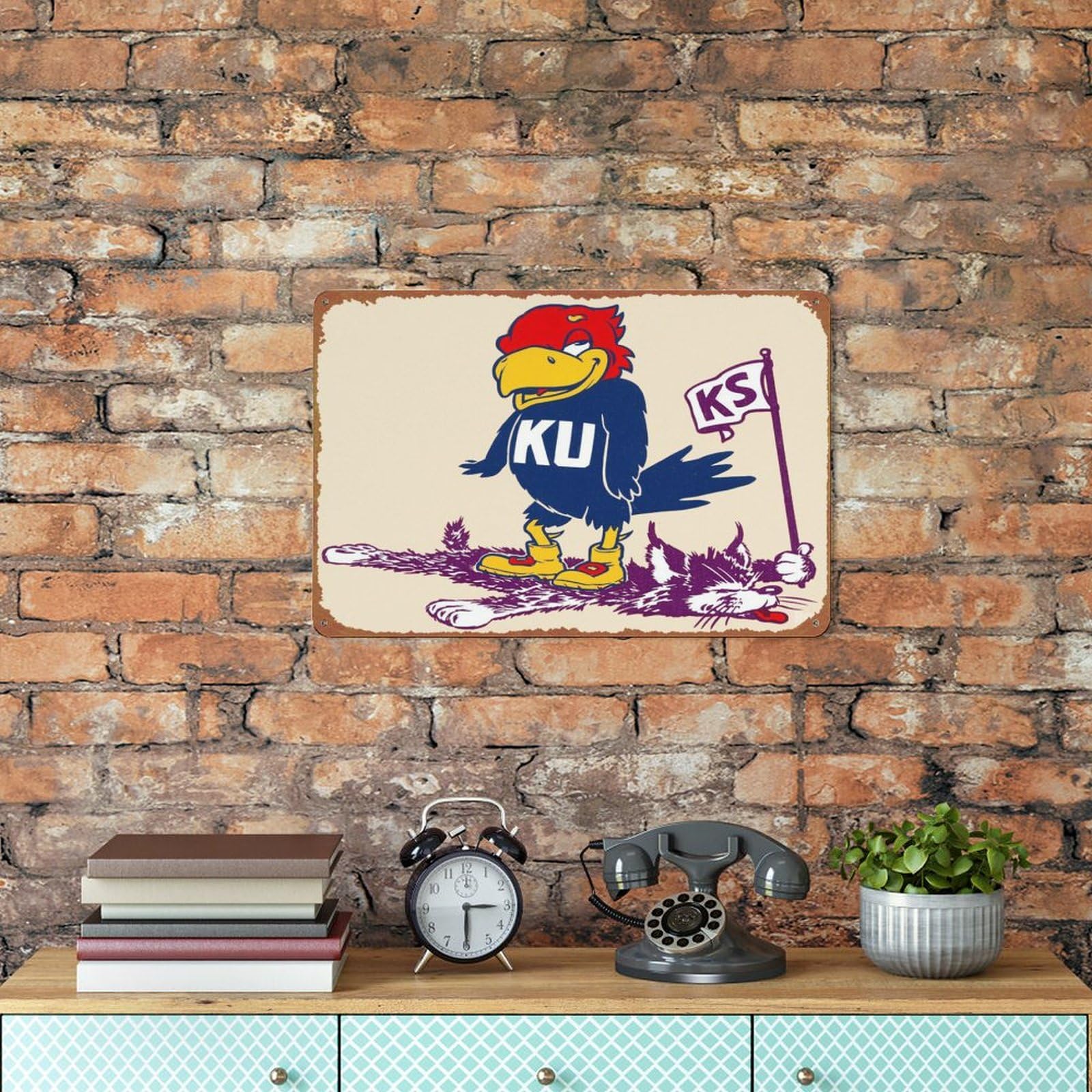 Snapklik.com : Fifties Kansas Jayhawk Cartoon Art Tin Poster, Ideal ...