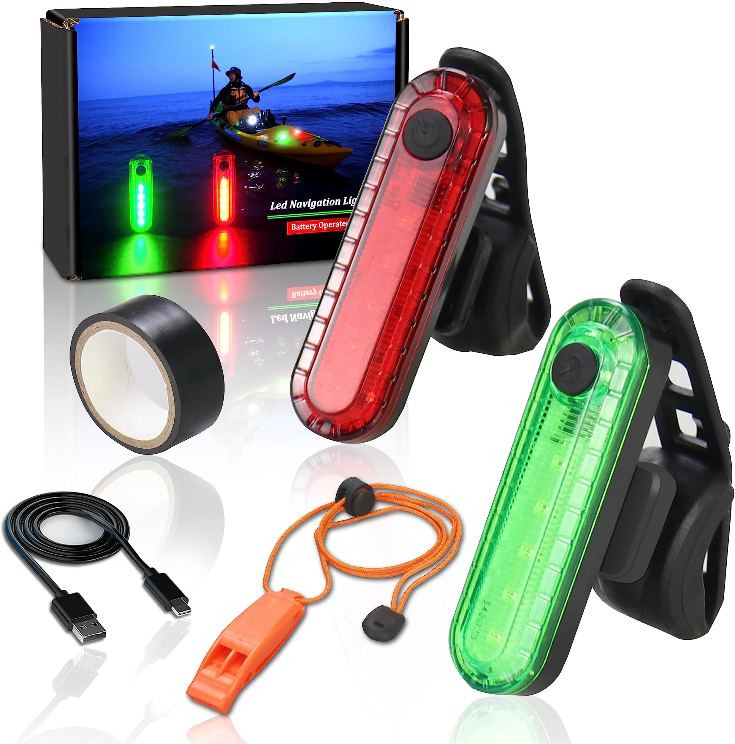 Amazon.com: LED Navigation Lights for Boat Bow or Stern Battery Powered ...