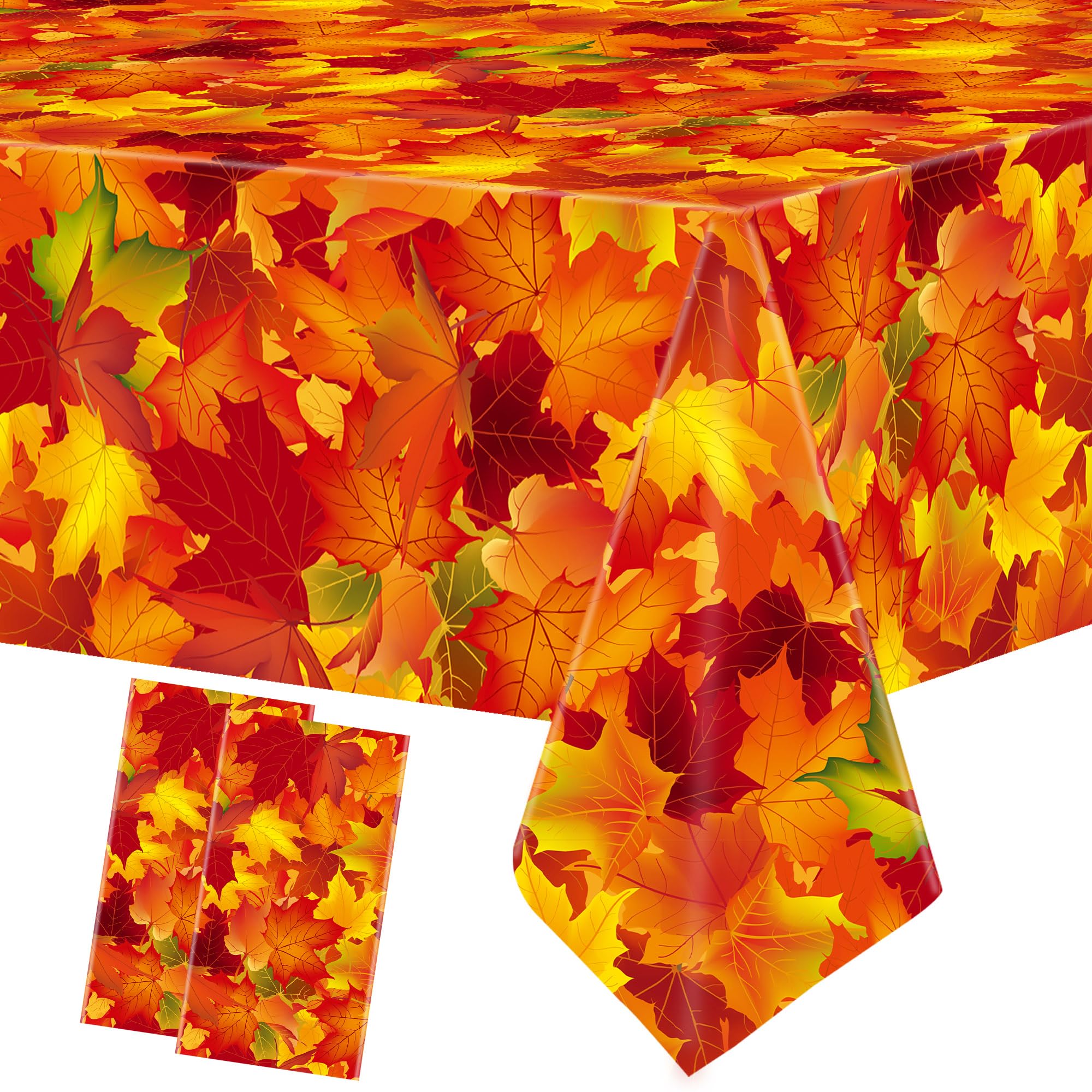 Amazon.com: 2 Pack Fall Tablecloth Maple Leaf Plastic Table Cover ...