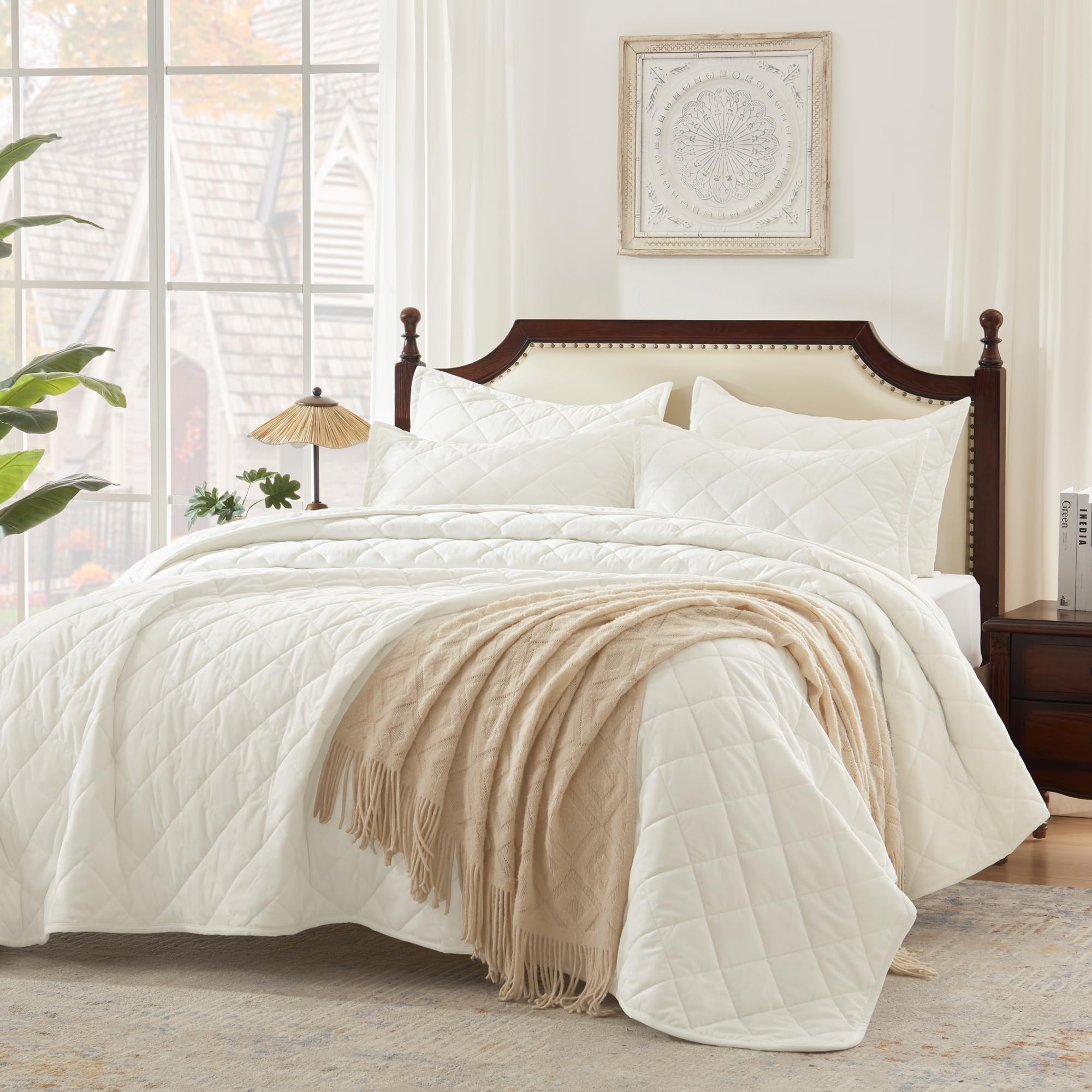 Amazon.com: Andency Luxury Velvet Queen Quilt Set, Ultra Soft ...