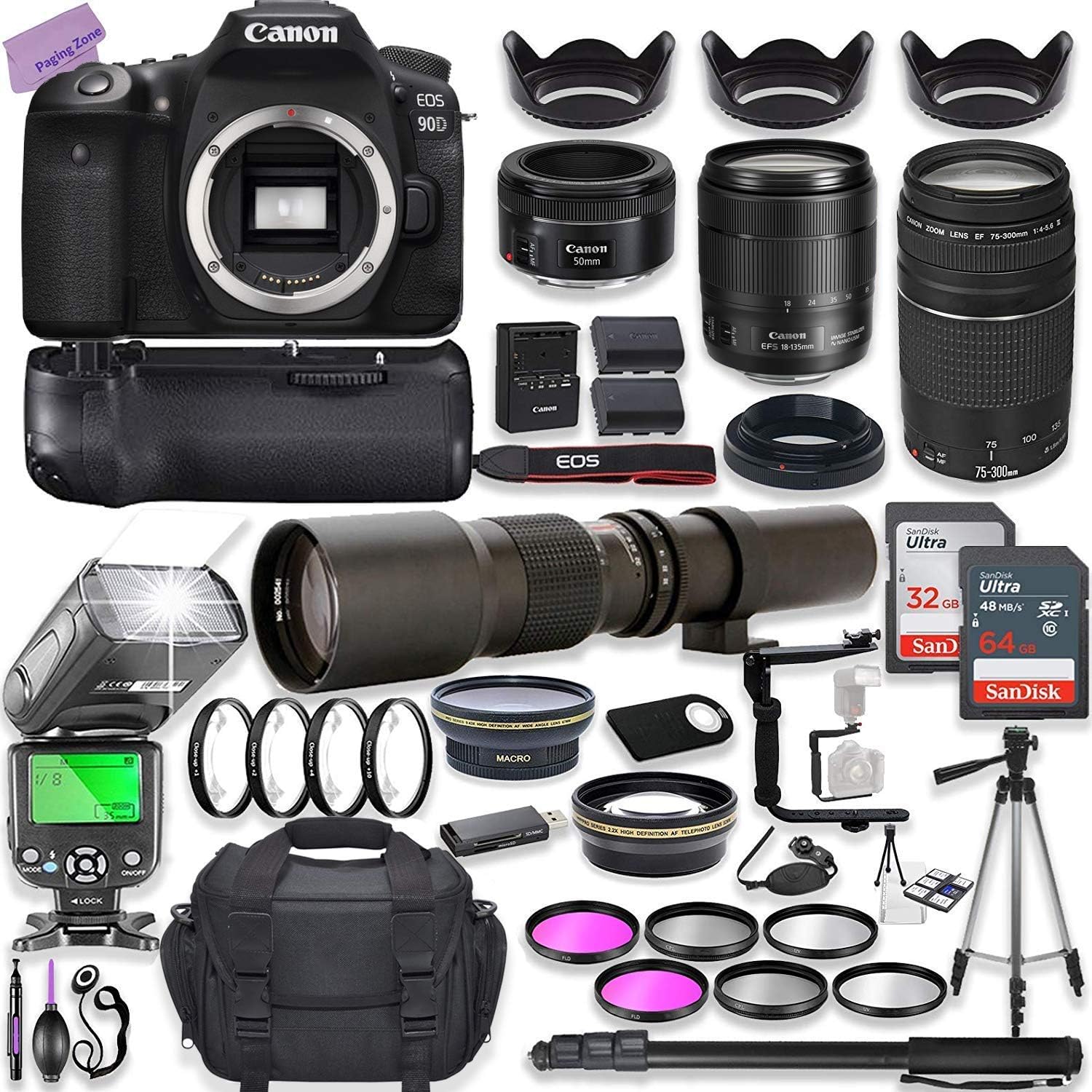 Amazon.com : Canon EOS 90D DSLR Camera w/ 18-135mm Lens Bundle + 75 ...