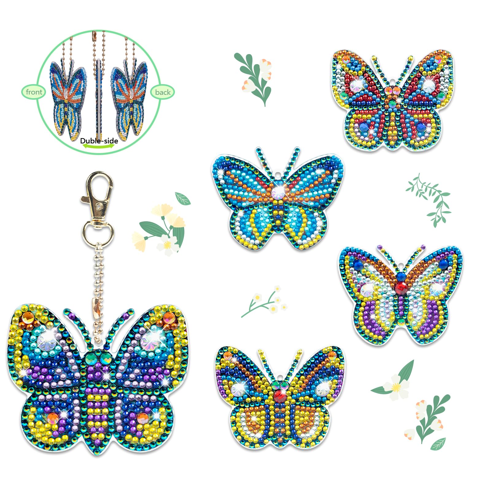 Amazon.com: Sonsage 5 Pcs Butterfly Hanging Diamond Art Kit Double ...
