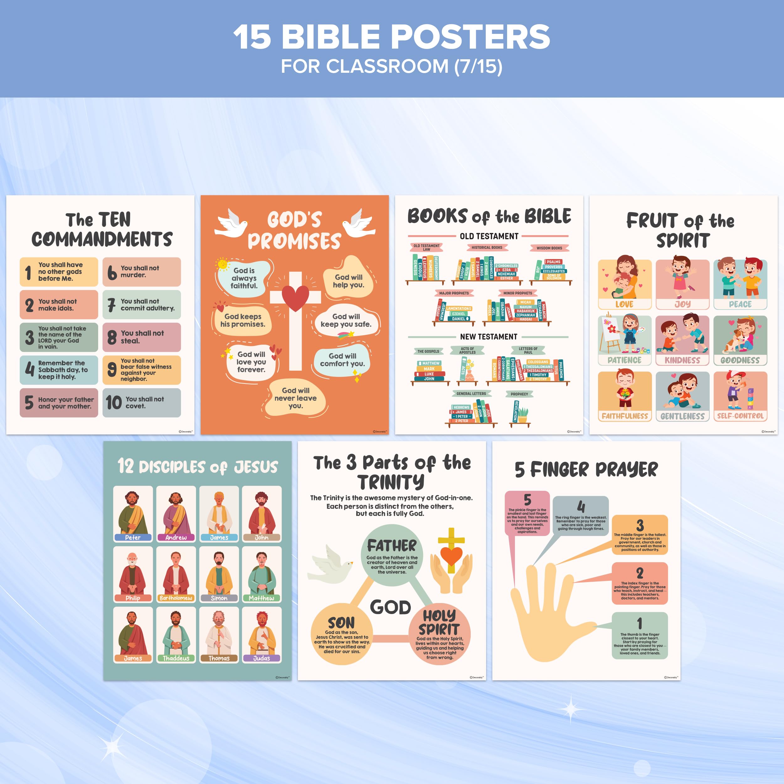 Snapklik.com : Decorably 15 Boho Christian Posters For Classroom