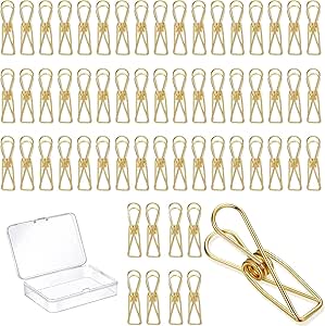 Pack of 60 Gold Paper Clips, Metal Mini Binder Clips, Metal Wire, Cute ...