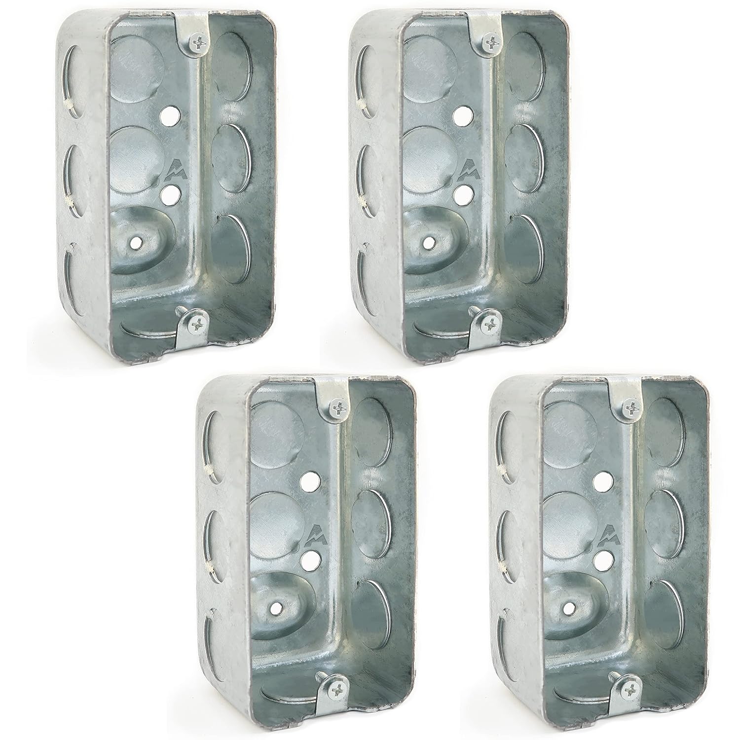 (Pack of 4) 4x2 Inch Utility Size Single Gang Electrical Box, Handy Box, Ten 1/2 Inch Knockouts ...