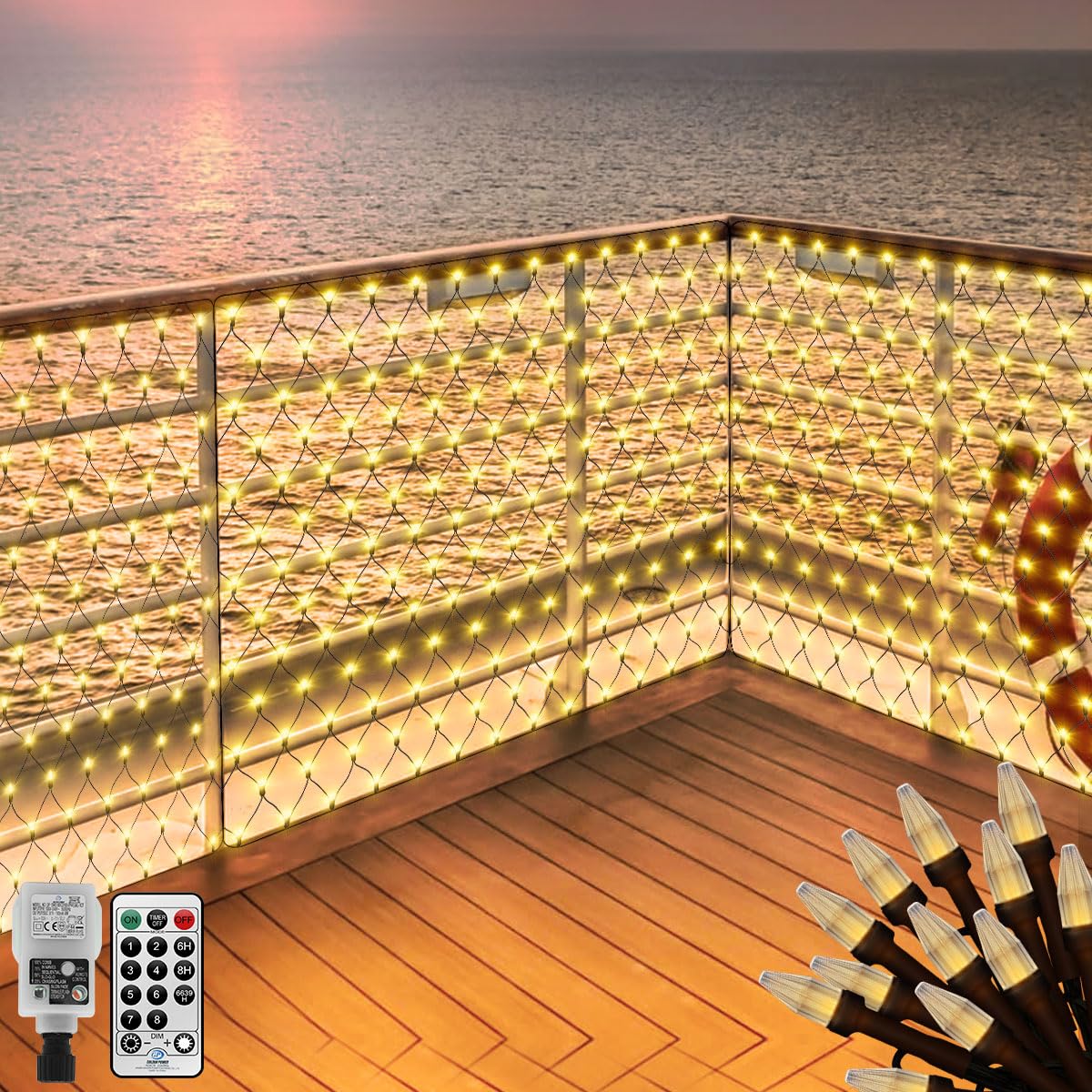 CERIAL 6x2M Large Net Lights Christmas Outdoor Mesh Lights Plug in ...