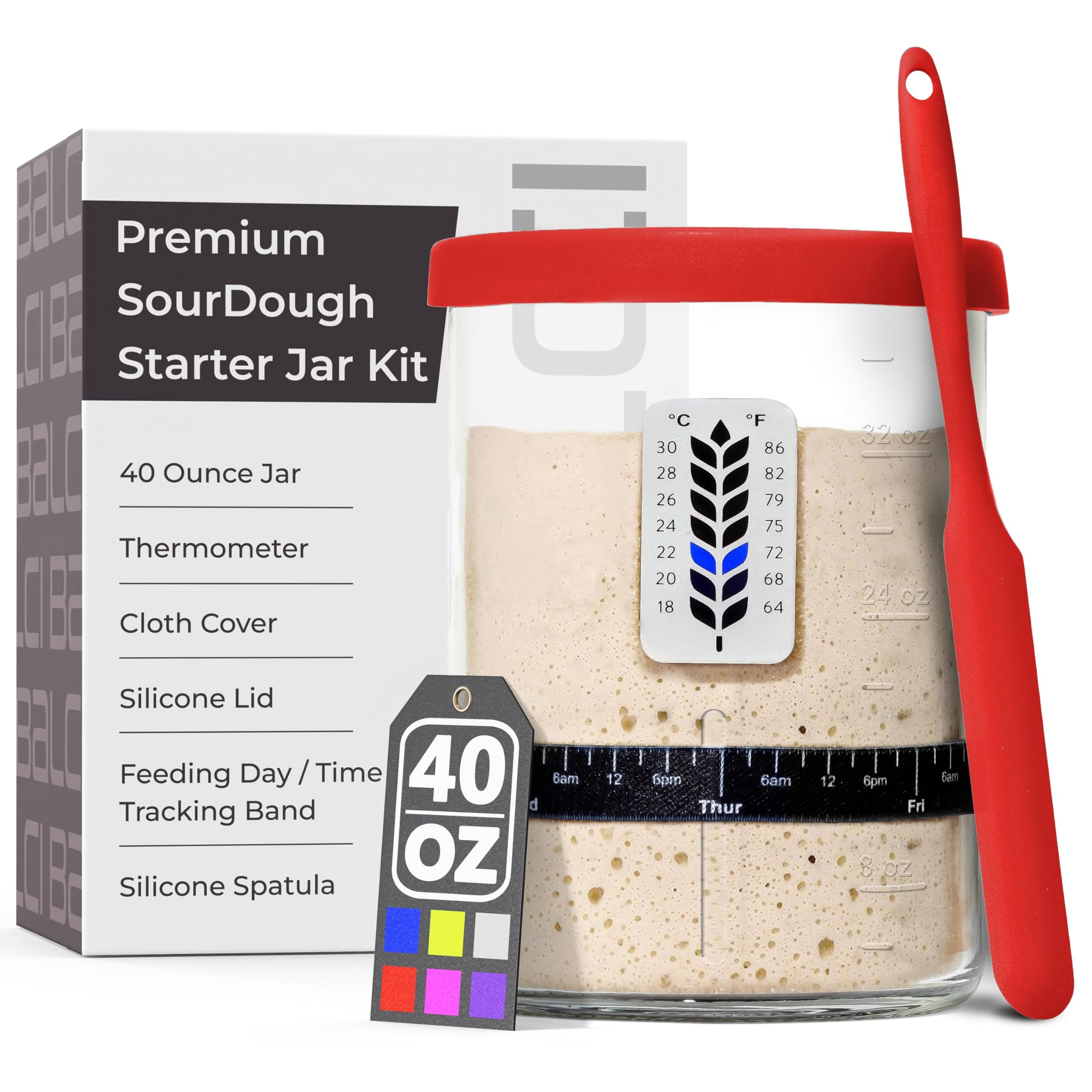 Amazon.com: Premium Sourdough Starter Jar - 40oz Large Sourdough Jar ...