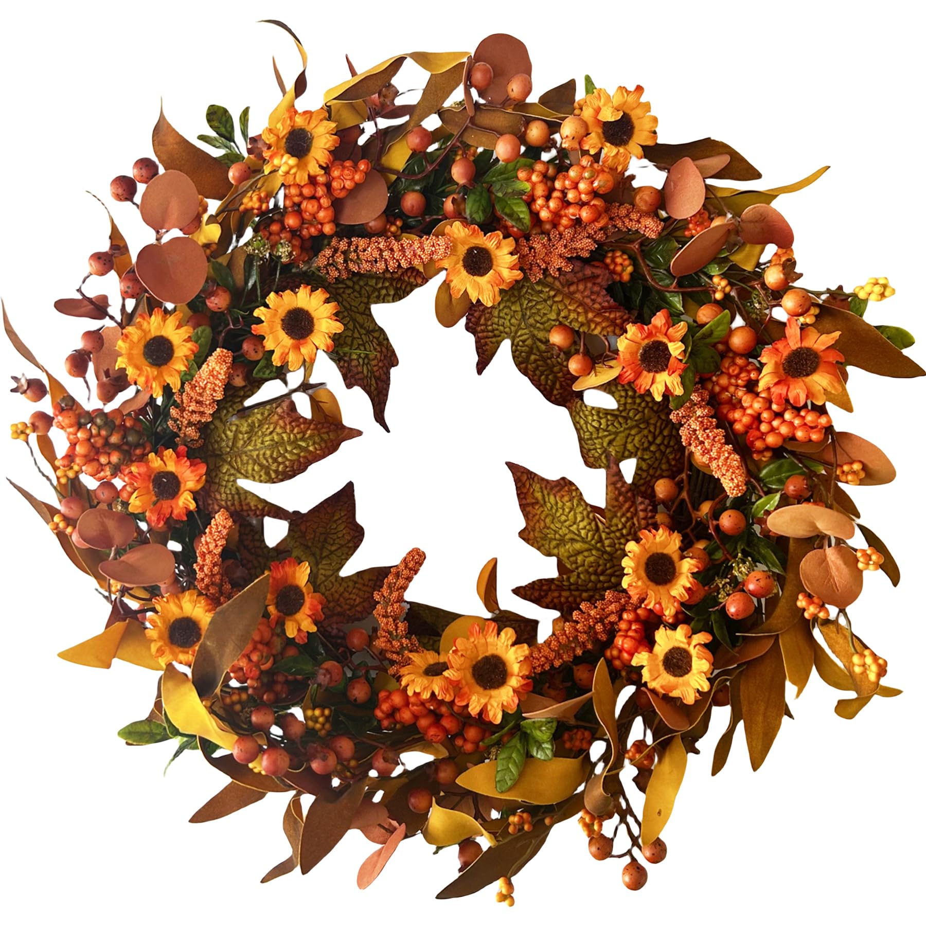 Amazon.com: zjlmit 22 Inch Artificial Fall Wreath Autumn Front Door ...