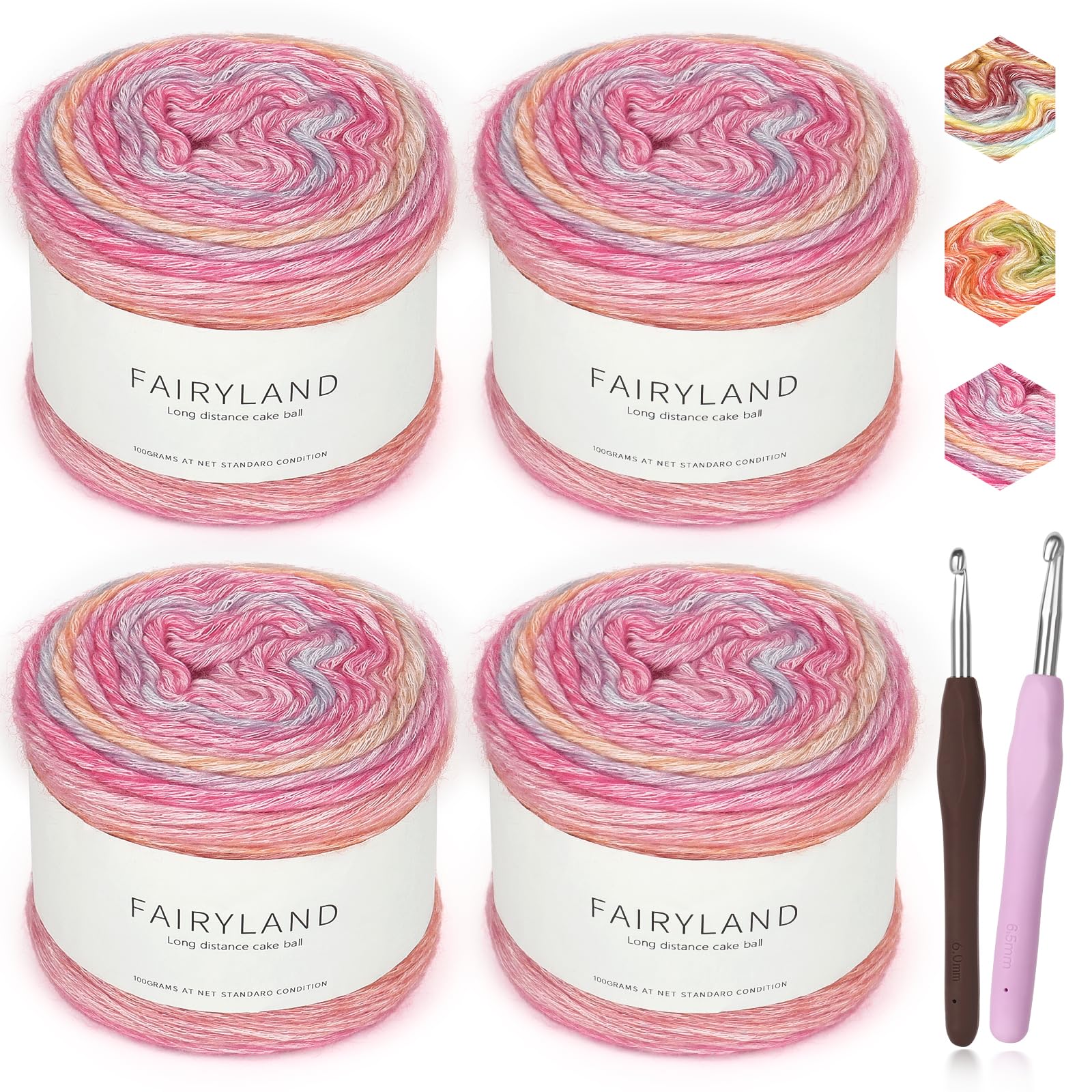 Amazon.com: Katech Ombré Yarn for Crocheting-Gradient Cake Yarn-4x100g ...