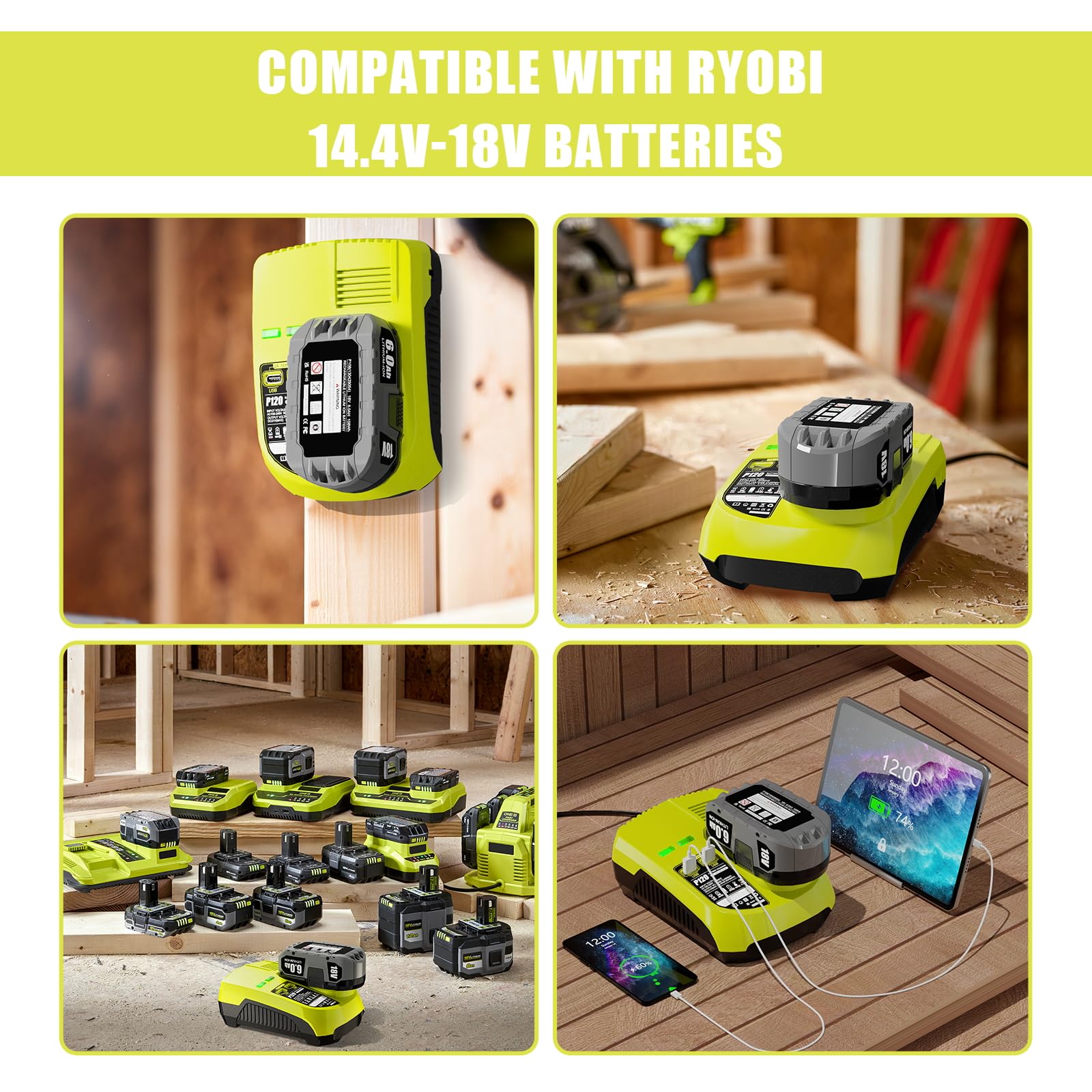 Ryobi 12 Volt Battery Replacement Energup 2 Pack 6000mAh Ryobi 18V