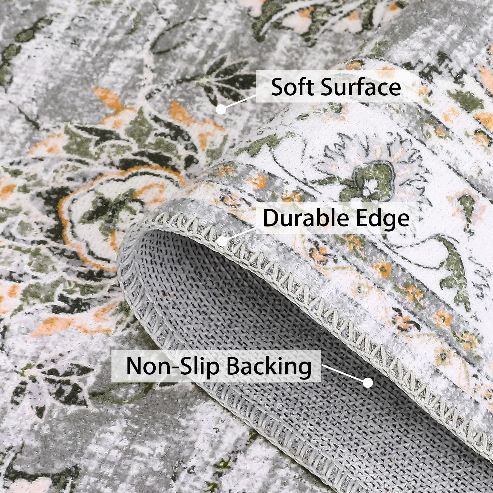 RUGSREAL Area Rug 8x10 Machine Washable Boho Area Rug Vintage ...