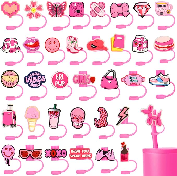 Amazon.com: 36Pcs Straw Covers Cap For Stanley 40&30 oz Tumbler Pink ...