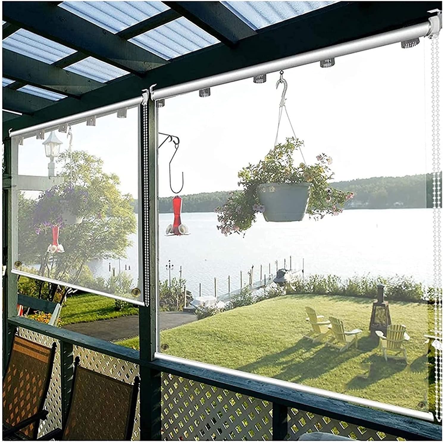 FUFU Roller Shade Blind Clear Roller Blind Outdoor Gazebo Clear Roller ...