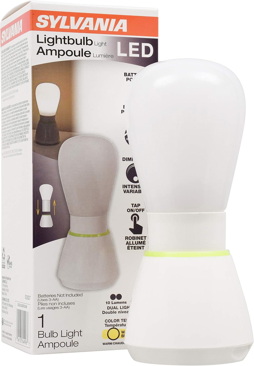 Sylvania Battery Powered Portable LED Night Light, Dimmable, 3000K, 2 ...