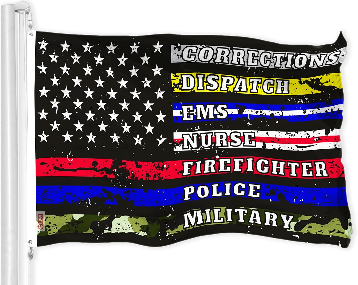 Amazon.com : G128 Thin Line Civil Service Flag with Wording | 3x5 Ft ...