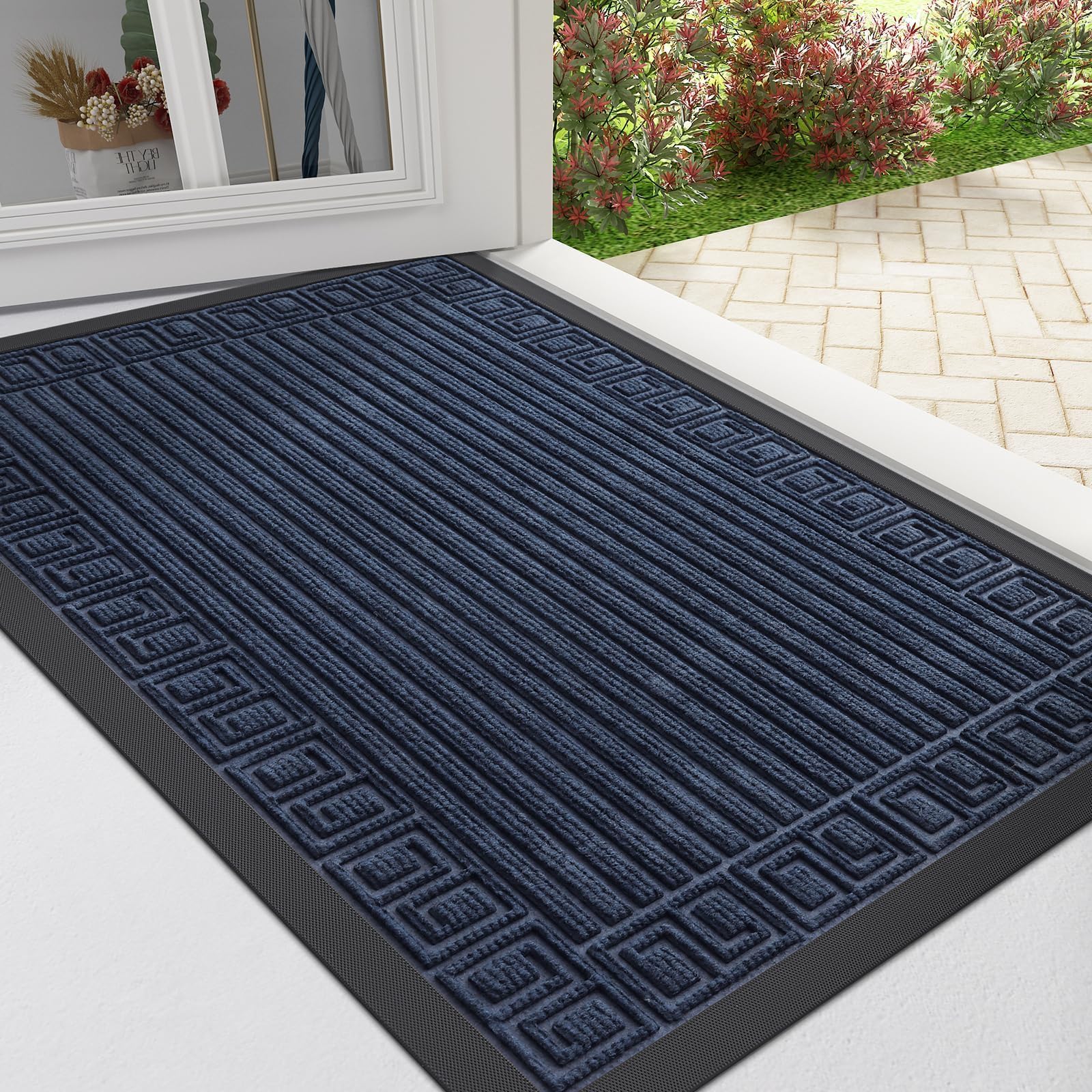 Homaxy Door Mat, Heavy Duty Natural Rubber Doormats, Dirt Trapper, Easy ...