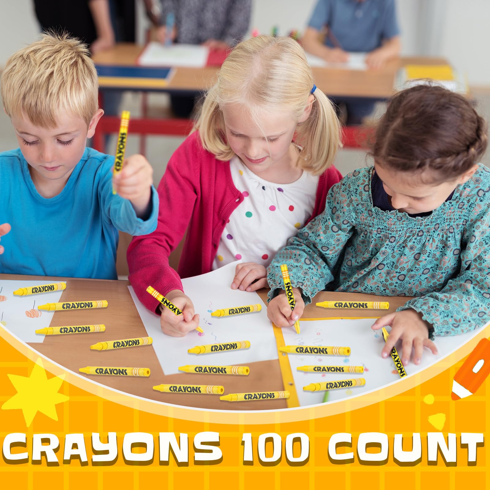Snapklik.com : Tenceur 100 Pcs Single Color Crayons Bulk Crayons ...