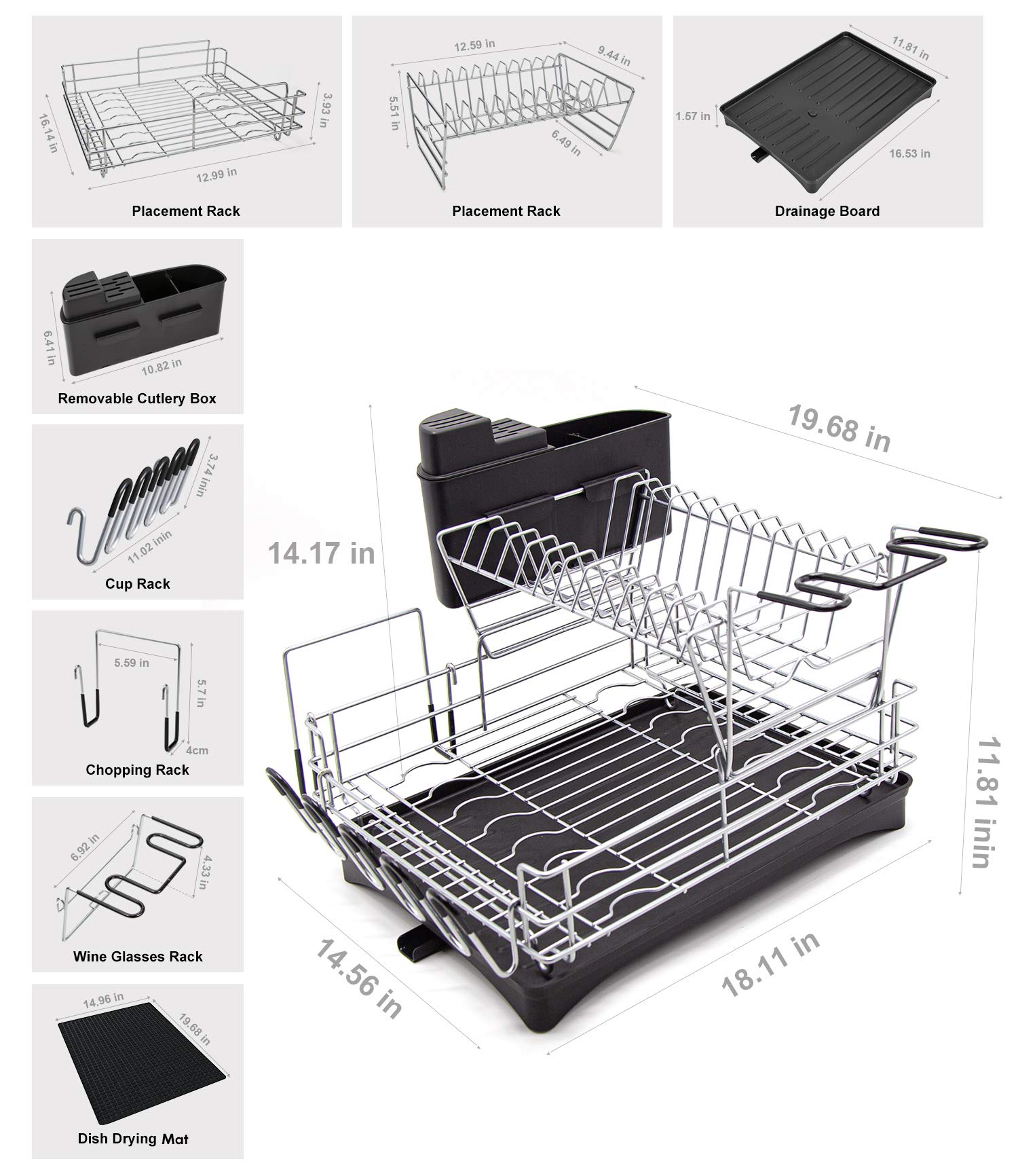 Dish Drying Rack and Drainboard Set, romision 2 Tier Large Dish Rack ...