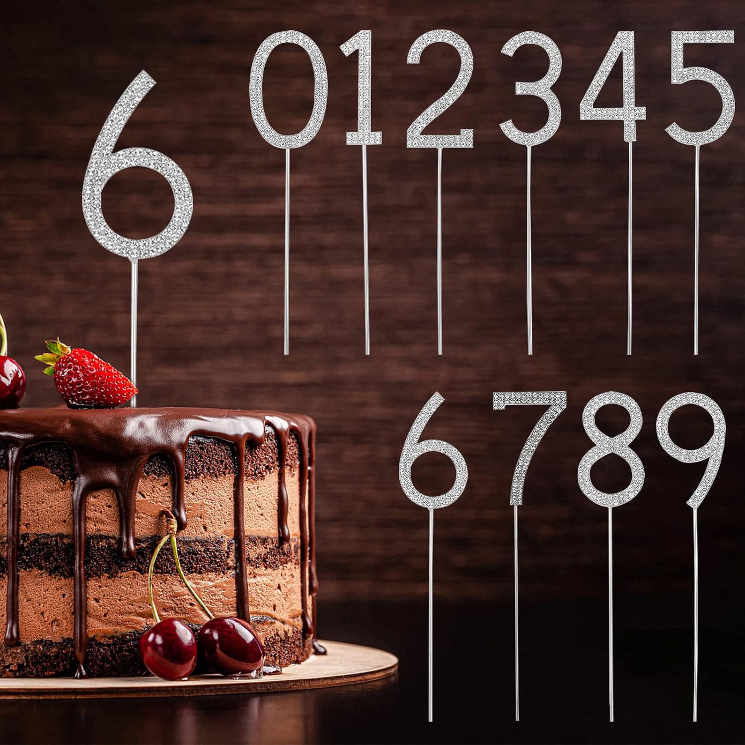 Amazon.com: Numbers 0-9 Happy Birthday Cake Topper Diamond Toppers ...