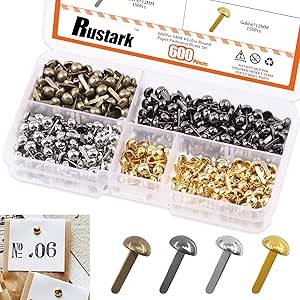 Rustark 600PCS 4 Colors Paper Fasteners Round Brass Brads Fasteners ...