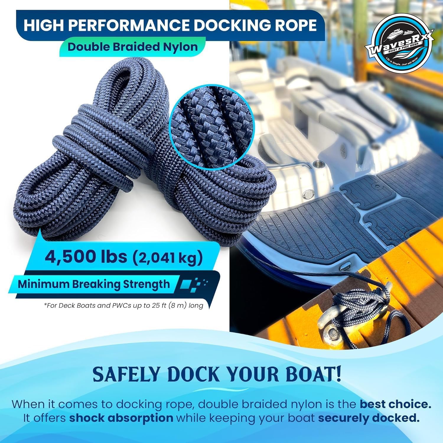 Snapklik.com : Premium Nylon Boat Dock Lines & Ropes For Docking ...